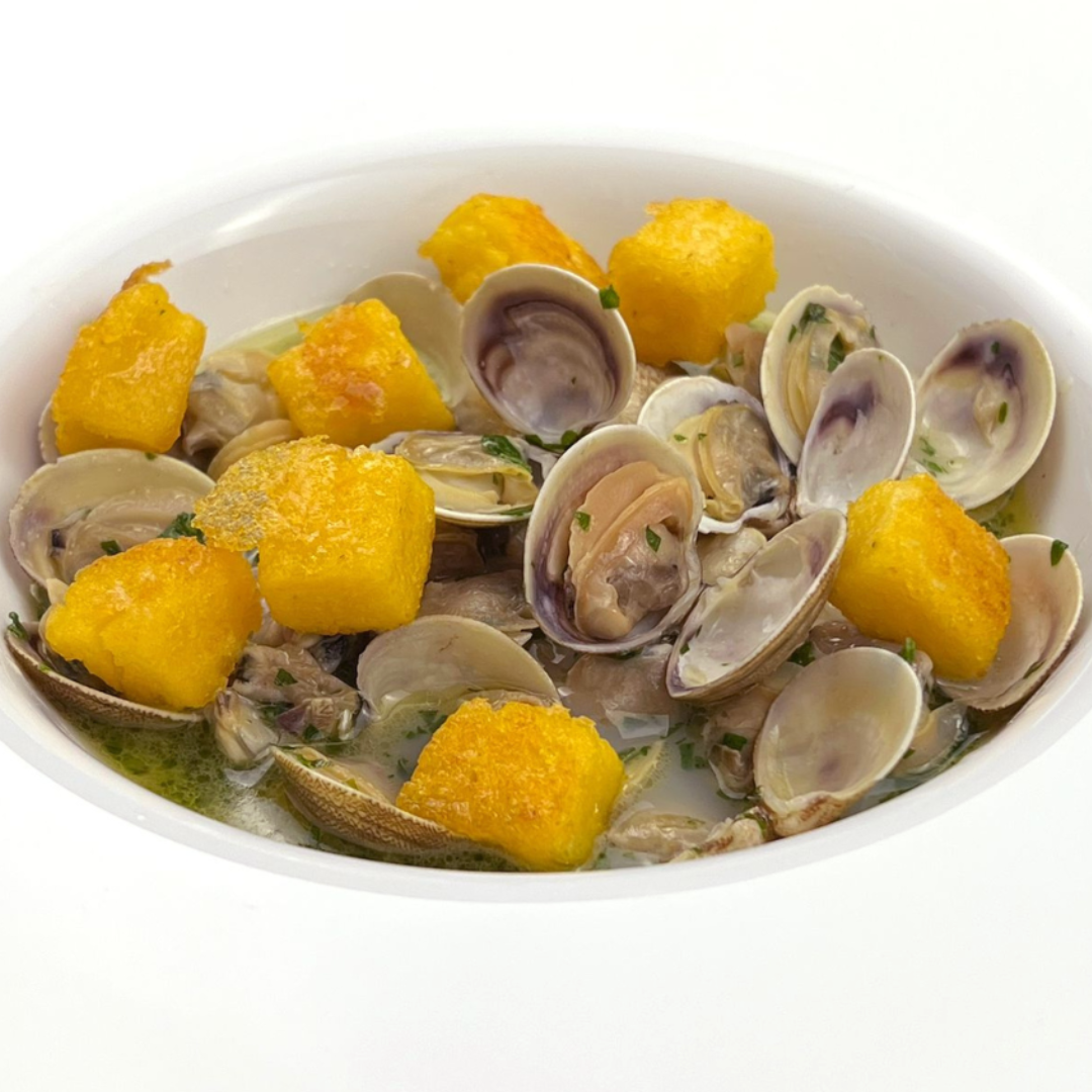 Zuppa di lupini con crostini di polenta – Goro Pesca